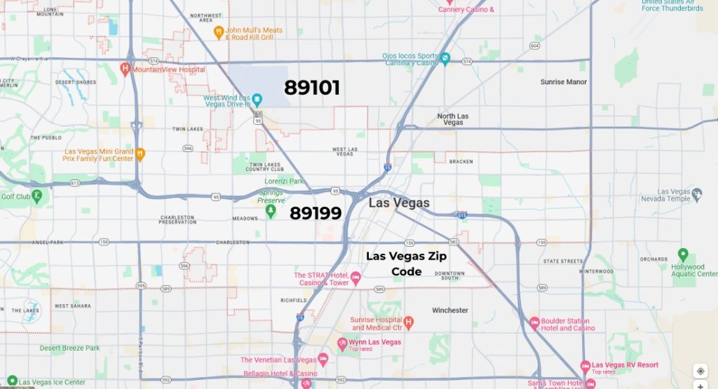 Las Vegas Zip Code Map (Full List) - NgnPostal