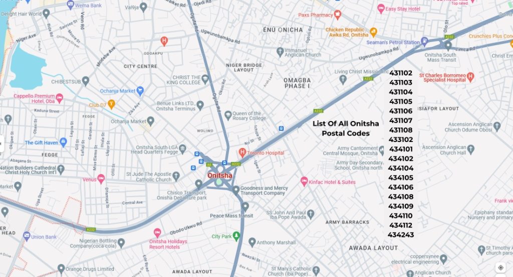 List Of All 455 Onitsha Postal Codes (Anambra) - NgnPostal
