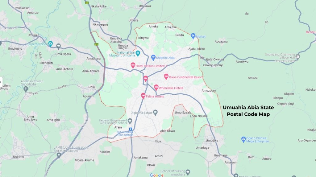 All Umuahia Abia State Postal Code Map - NgnPostal